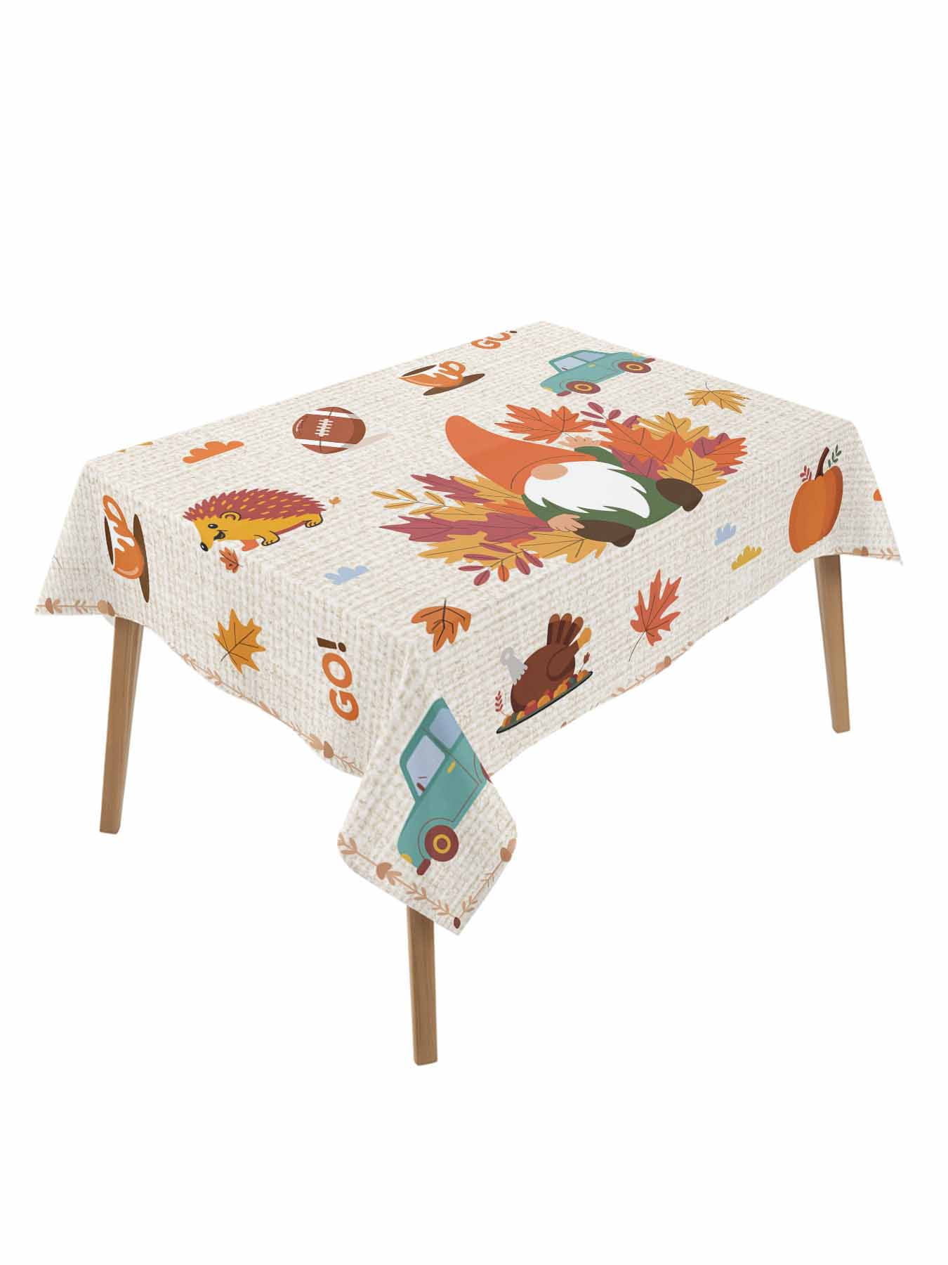 Rectangle Tablecloth 52 x 70 Inches Thanksgiving Cartoon Gnome Maple ...