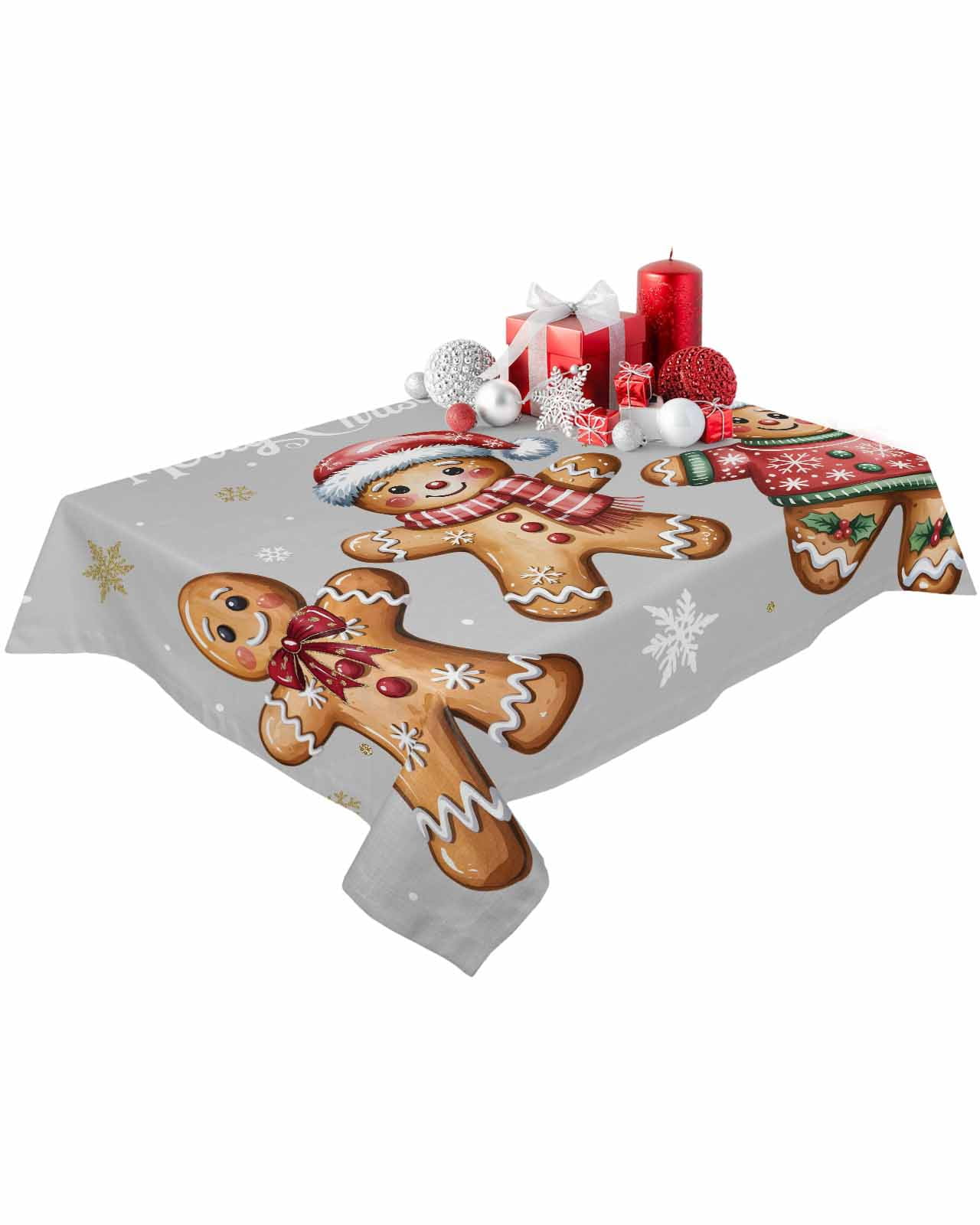 Rectangle Tablecloth 54 x 108 Inches Merry Christmas Gingerbread Man ...