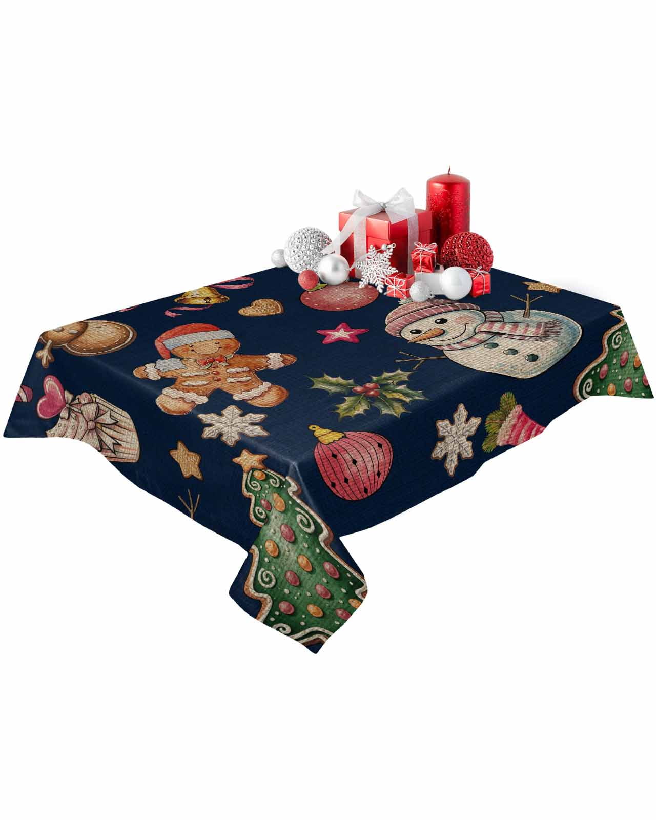Rectangle Tablecloth 54 x 108 Inches Retro Christmas Snowman ...