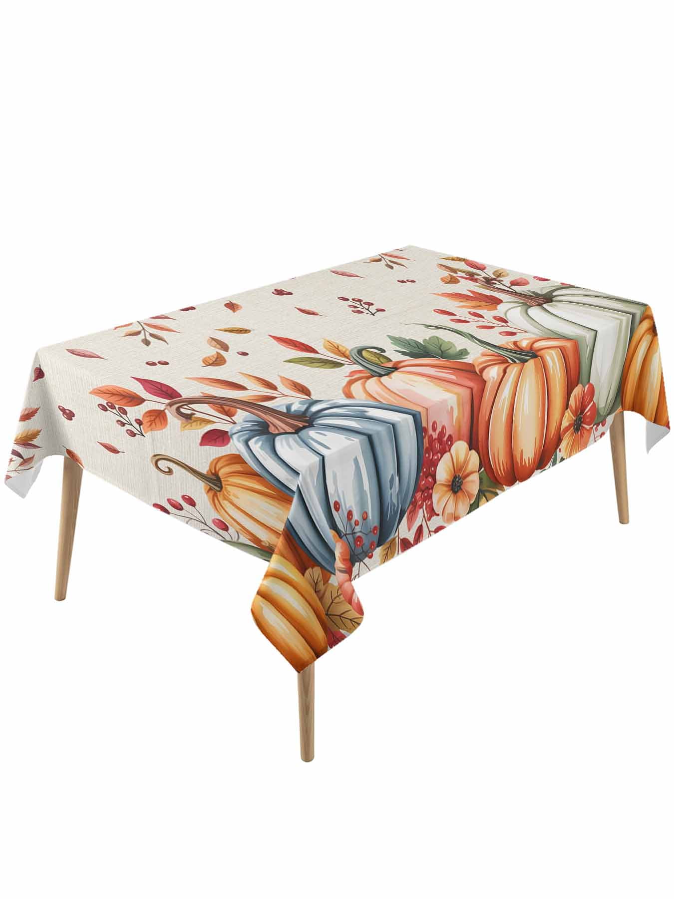 Rectangle Tablecloth 54 x 108 Inches Thanksgiving Pumpkins Leaves ...