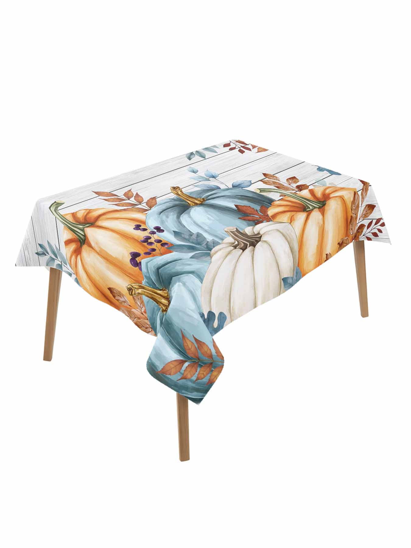 Rectangle Tablecloth 60 x 102 Inches Thanksgiving Pumpkins Fall Leaves ...