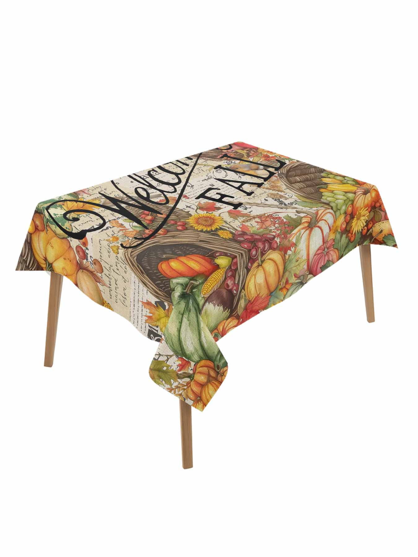 Rectangle Tablecloth 60 x 102 Inches Welcome Fall Various Fruits Basket ...