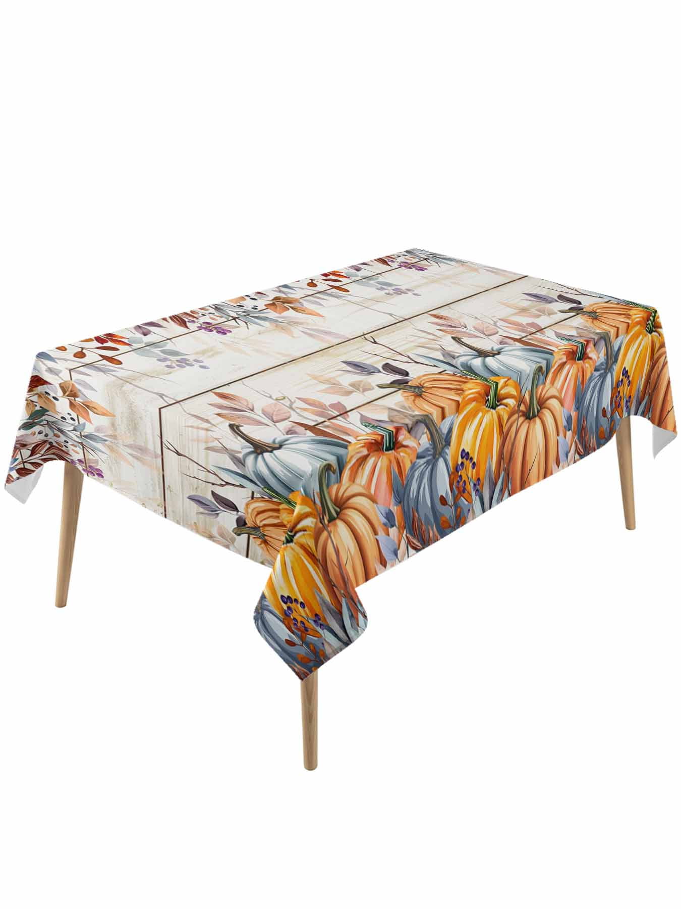 Rectangle Tablecloth 60 x 120 Inches Fall Leaves Thanksgiving Pumpkins ...