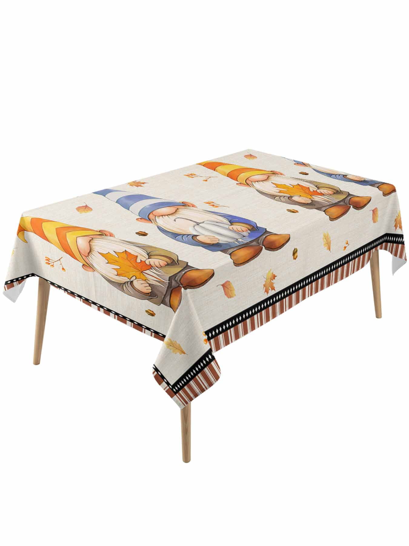Rectangle Tablecloth 60 x 120 Inches Fall Thanksgiving Gnome Maple ...