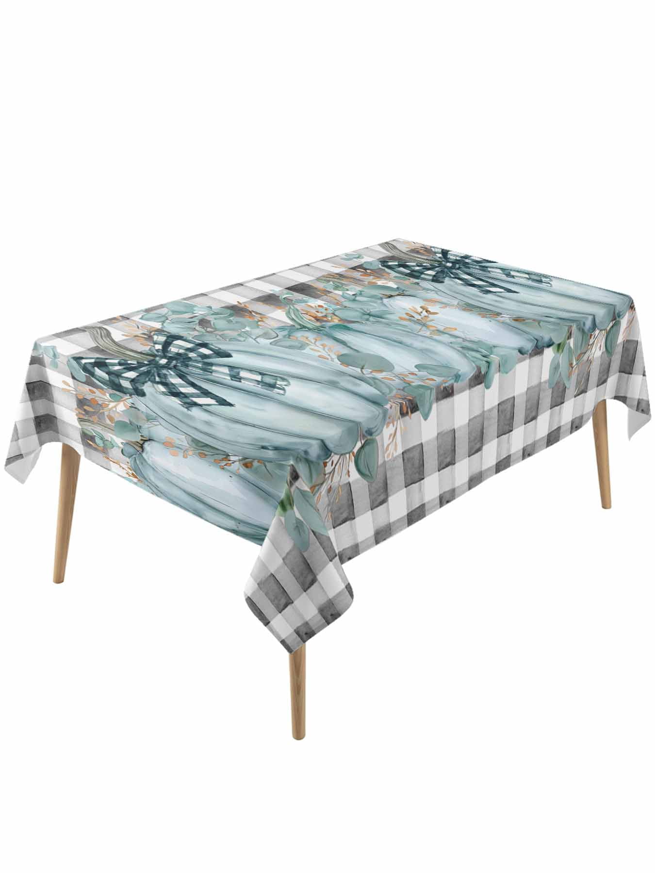 Rectangle Tablecloth 60 x 120 Inches Fall Thanksgiving Green Pumpkins ...