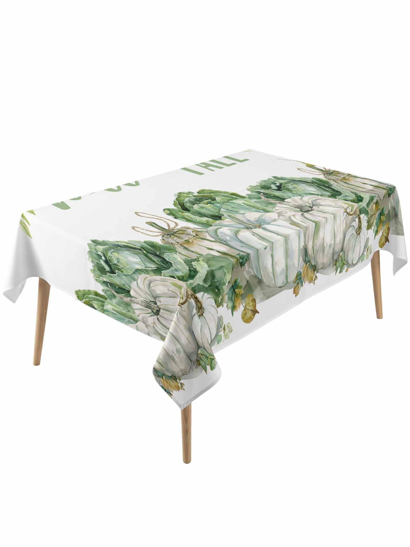 Rectangle Tablecloth 60 x 120 Inches Fall Thanksgiving Watercolor Green ...