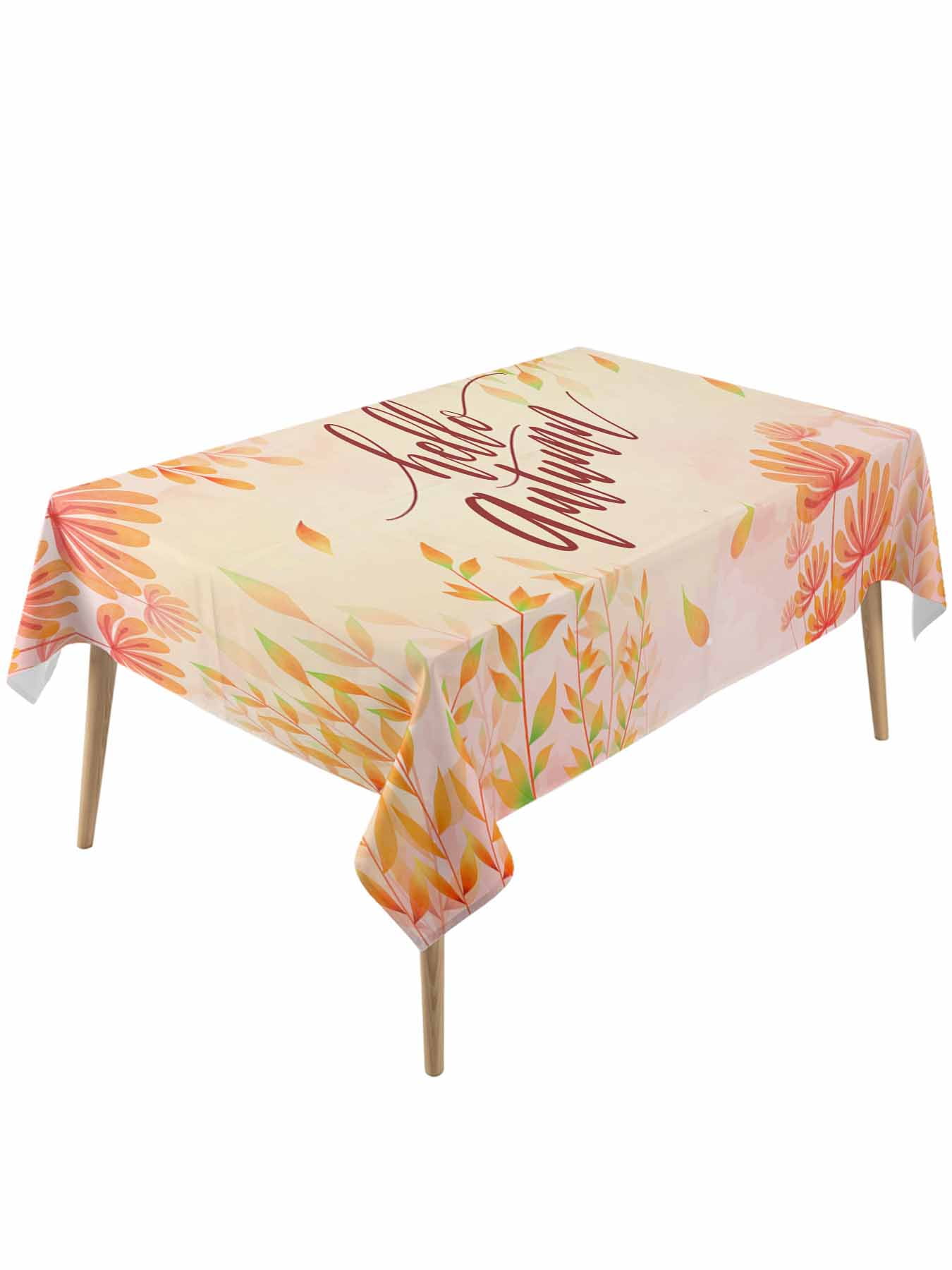 Rectangle Tablecloth 60 x 120 Inches Hello Autumn Orange Maple Leaves ...