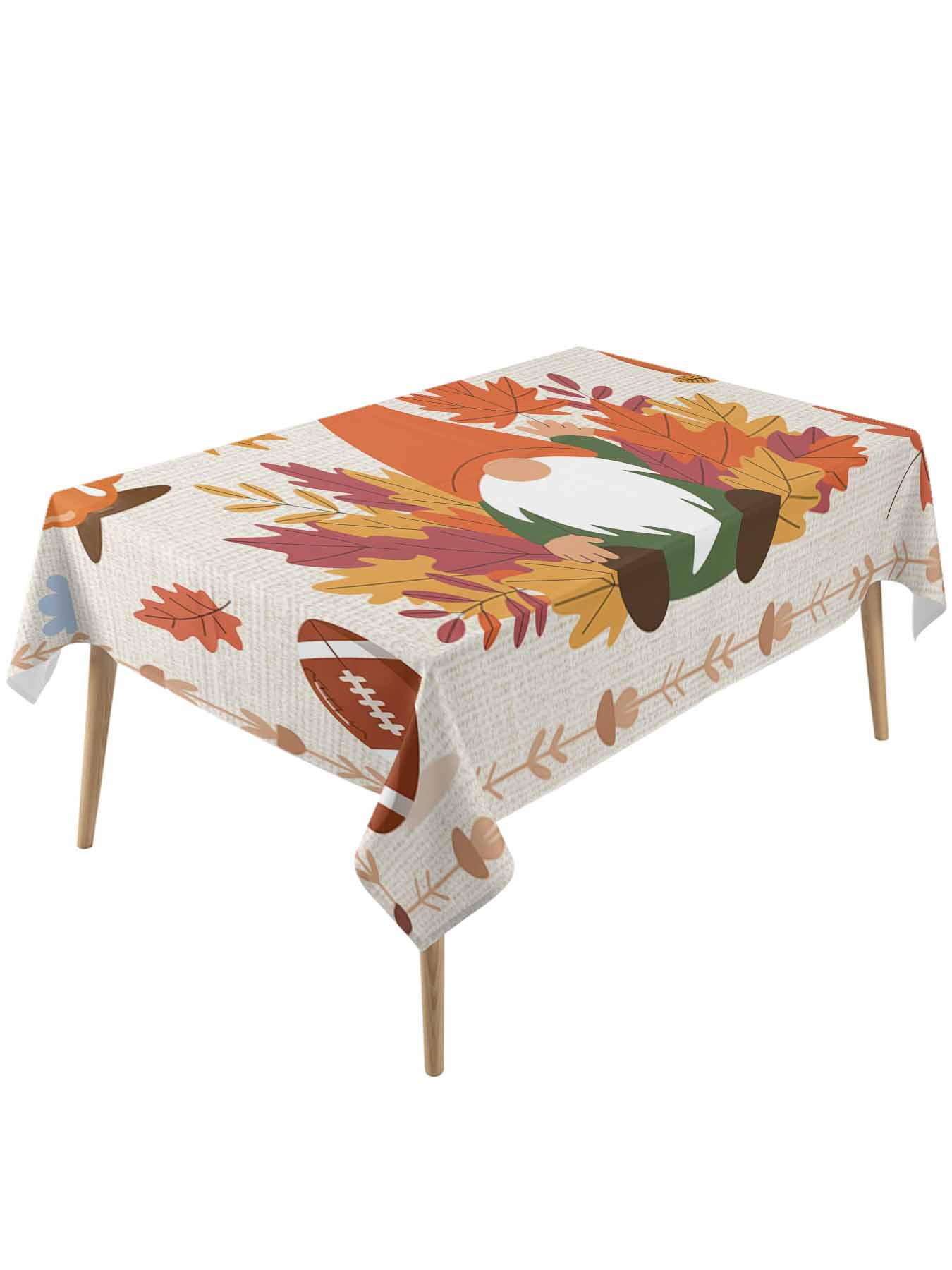 Rectangle Tablecloth 60 x 120 Inches Thanksgiving Cartoon Gnome Maple ...