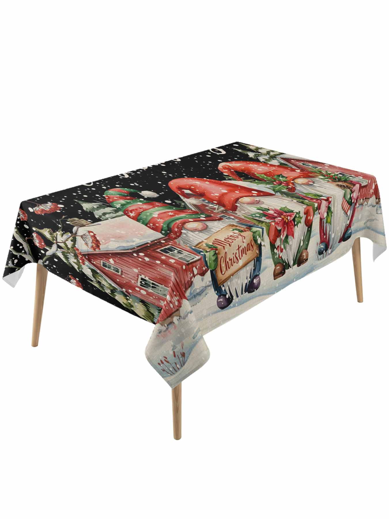 Rectangle Tablecloth 60 x 120 Inches Winter Christmas Gnomes Farmhouse ...