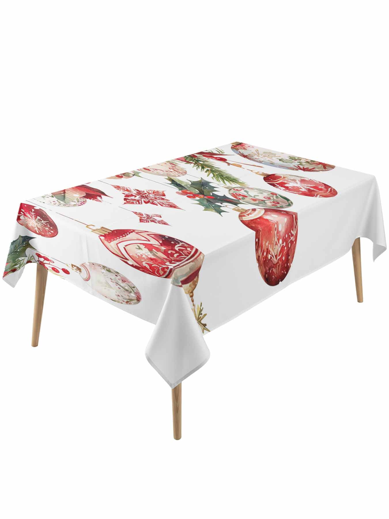Rectangle Tablecloth 60 x 120 Inches Winter Christmas Poinsettia Red ...