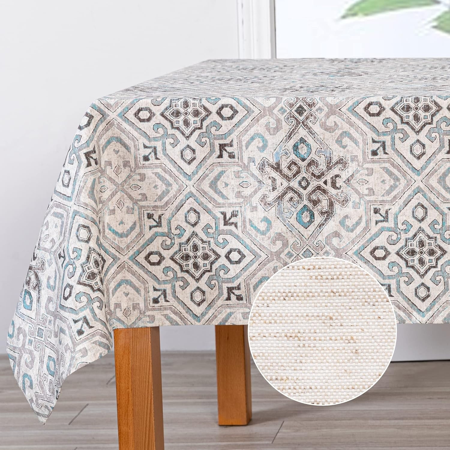 Rectangle Tablecloth 60x102 Inches -Linen Farmhouse Geometric Patterned ...