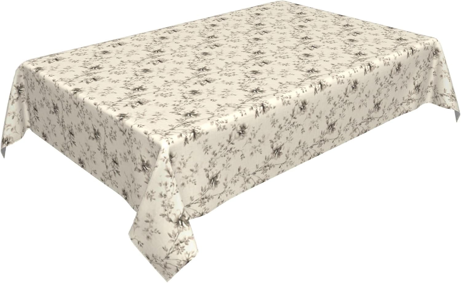 Rectangle Tablecloth 60x84 Inch, Farmhouse Taupe Floral Rectangular ...