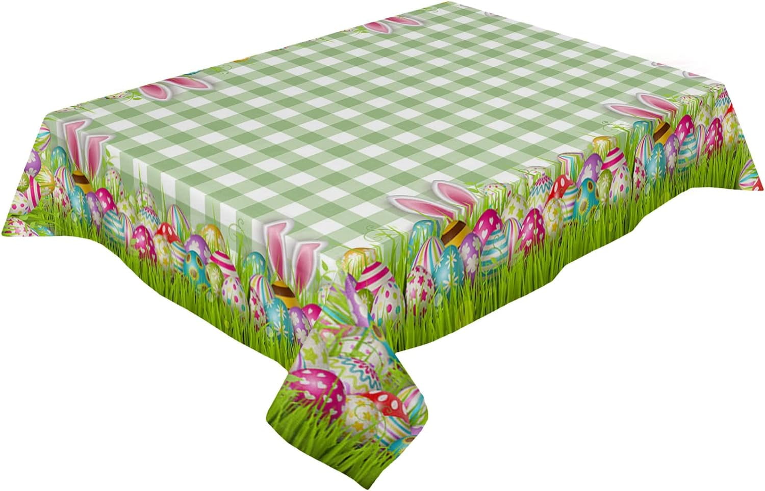 Rectangle Tablecloth 60x84inch,Easter Egg Bunny Ears,Vinyl Table Covers ...