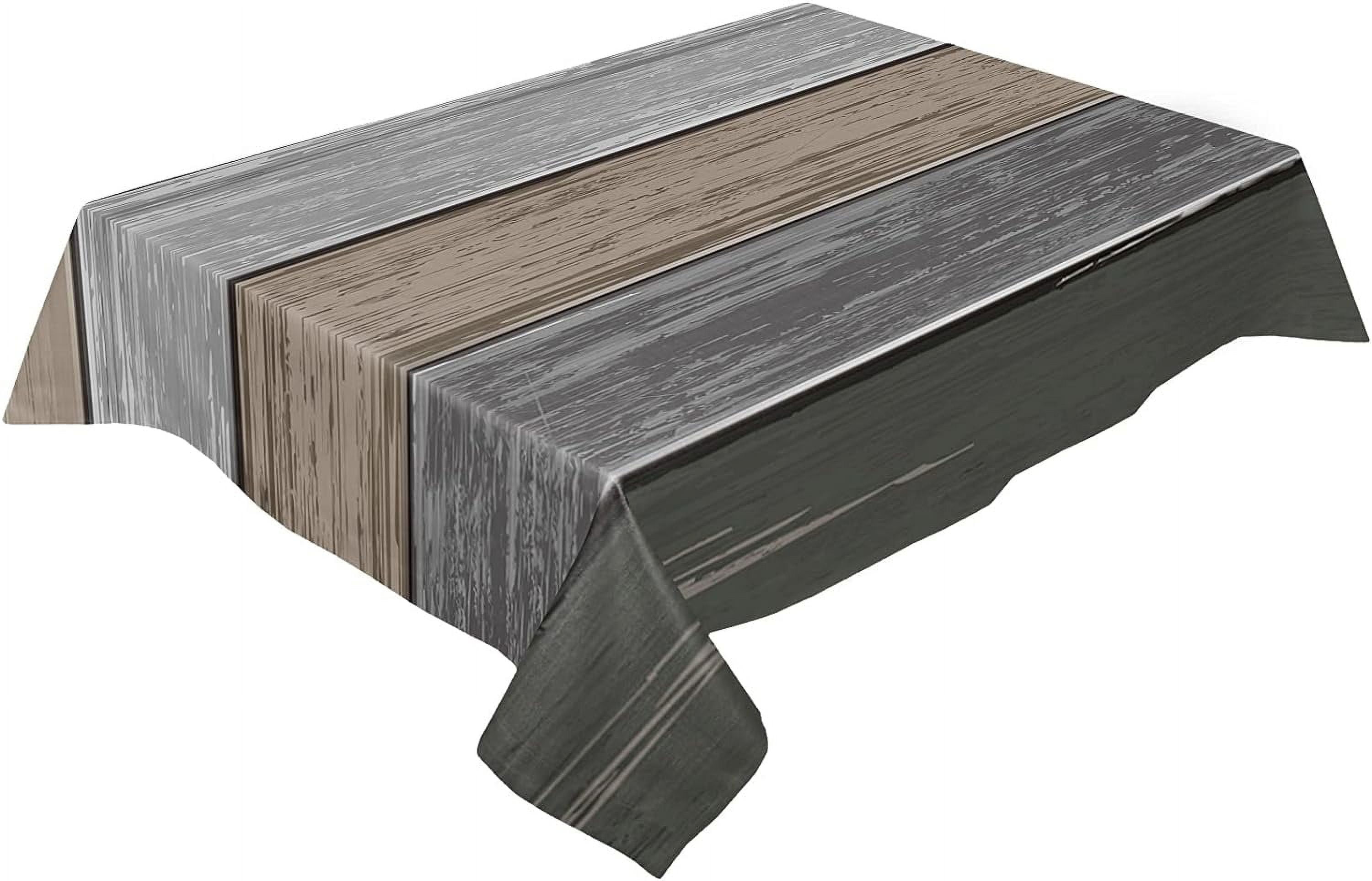 Rectangle Tablecloth 60x84inch, Farmhouse Wood Grain, Vinyl Table ...
