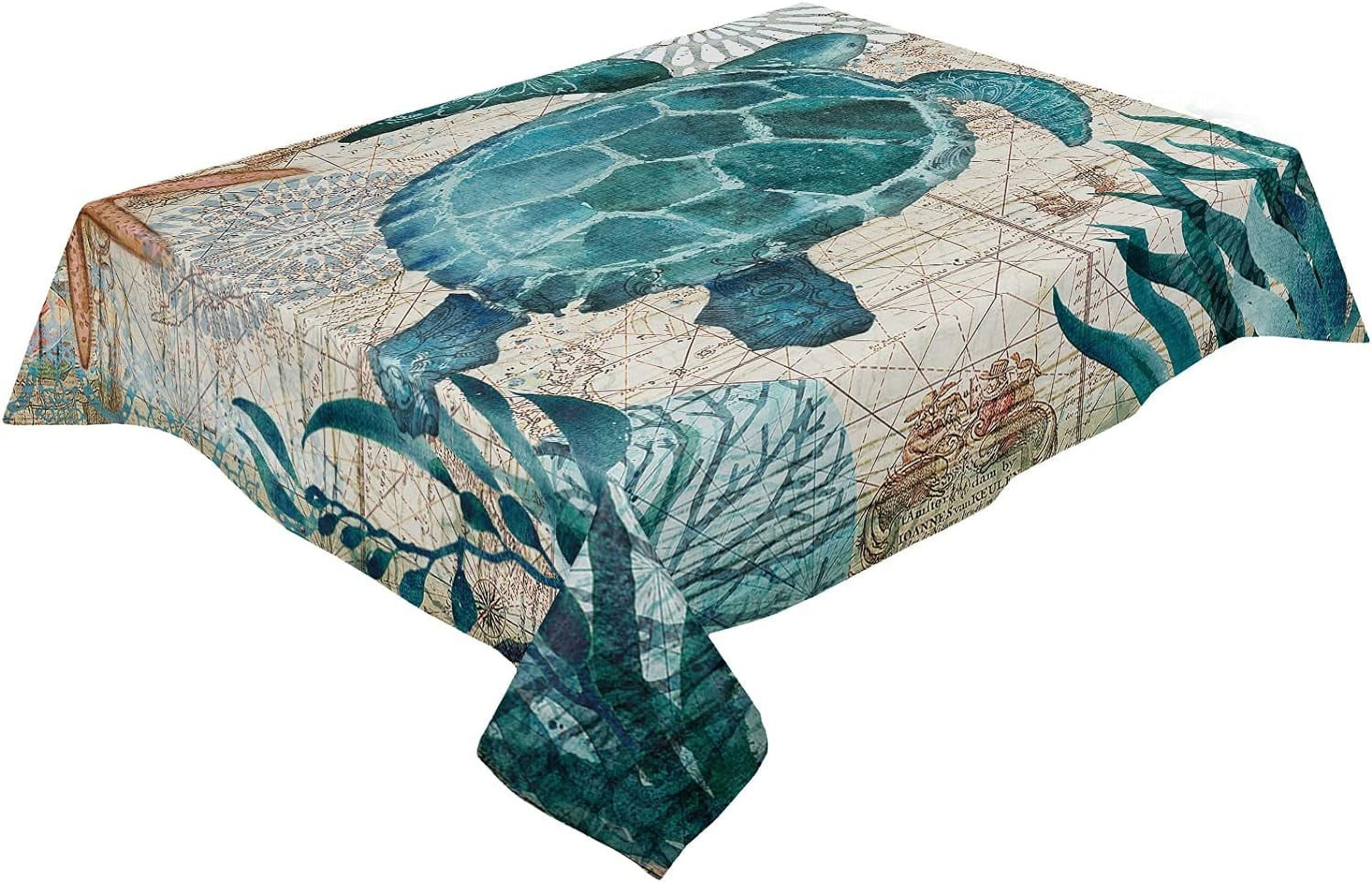 Rectangle Tablecloth 60x84inch, Sea Turtle, Vinyl Table Covers ...