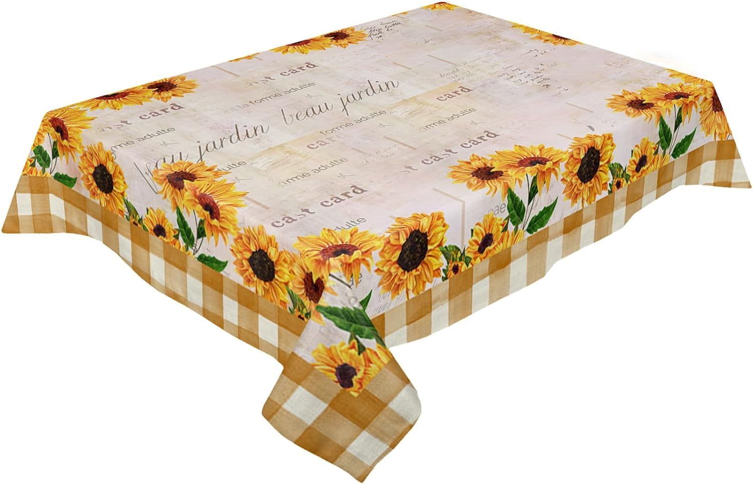 Rectangle Tablecloth Waterproof for Kitchen, Summer Sunflowers Retro ...