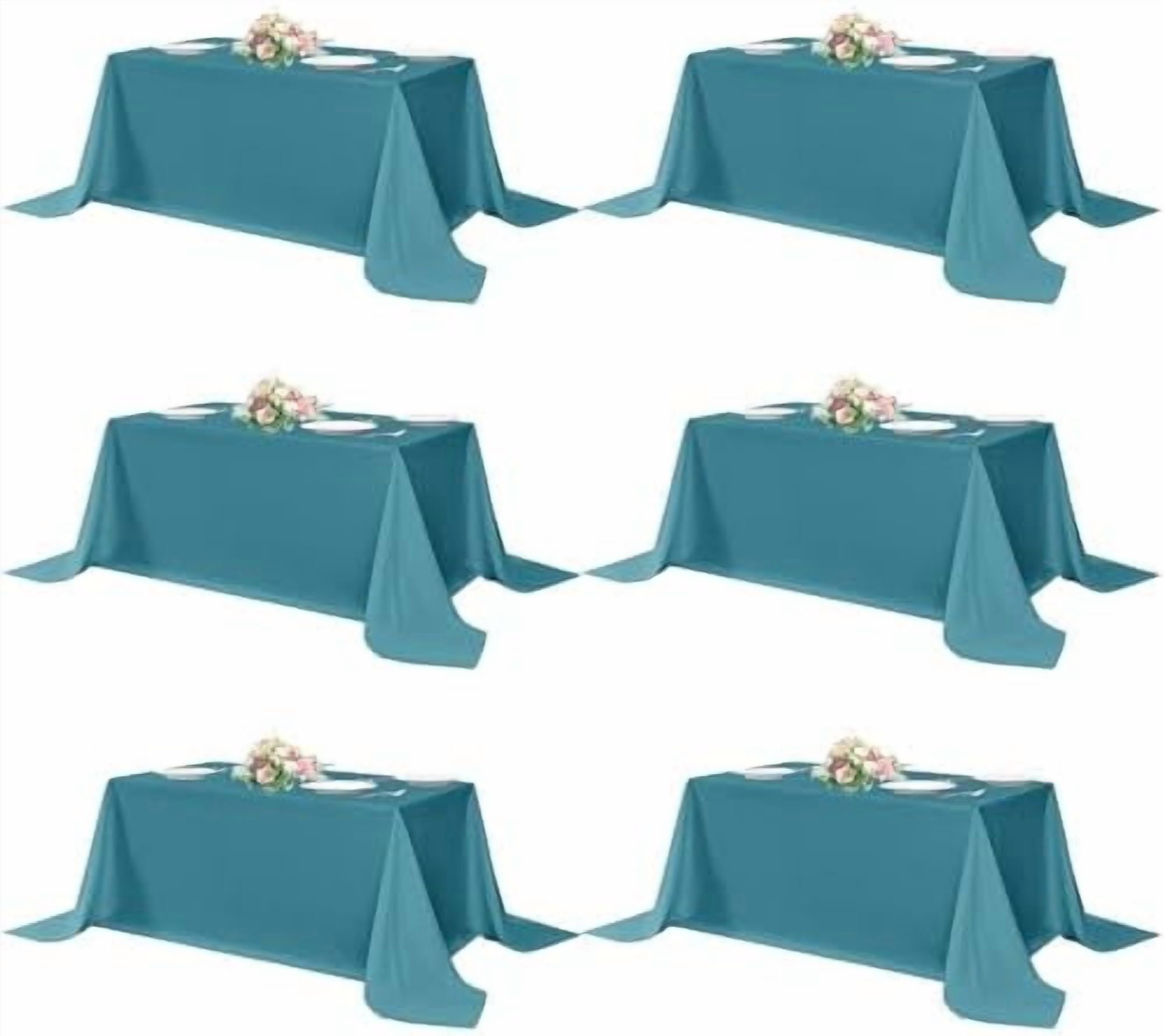 Rectangle Tablecloths 6 Pack - 90x156 Inch - Teal Washable Fabric Cloth ...