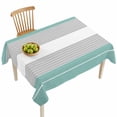 Rectangle Tablecloths, Turquoise Grey Striped Line Waterproof Table ...