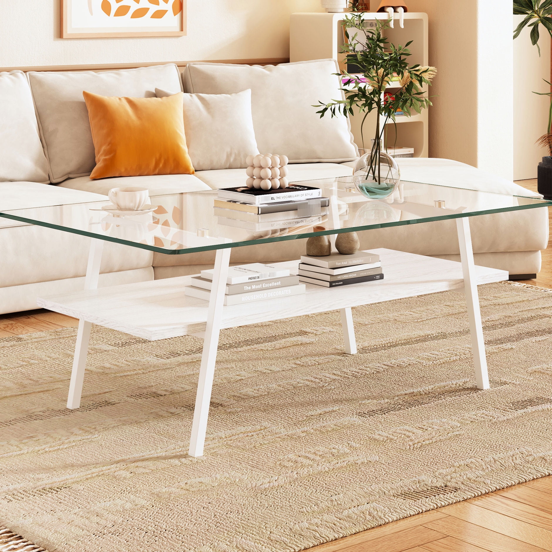 Rectangle Tempered Glass Table | Functional Centerpiece for Living ...