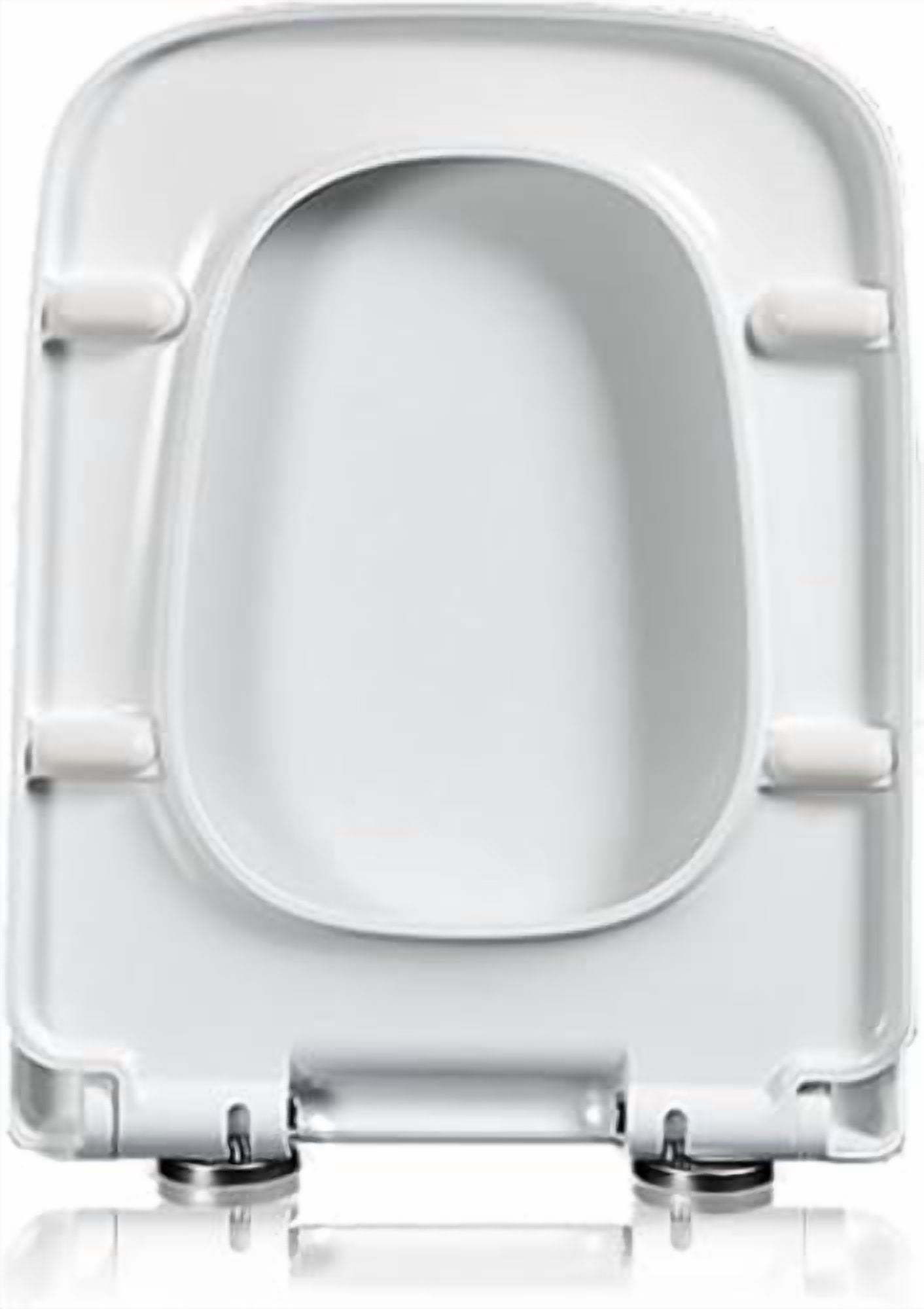Rectangle Toilet Seat with Cover, White, Square Toilet Seat Slow-Close ...