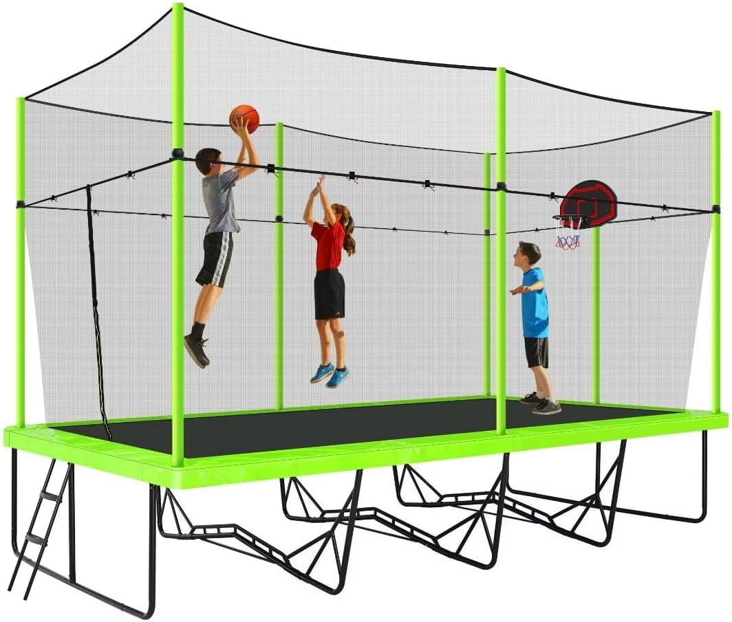 Rectangle Trampoline for Adults, 10x17 FT Large Outdoor Rectangular ...