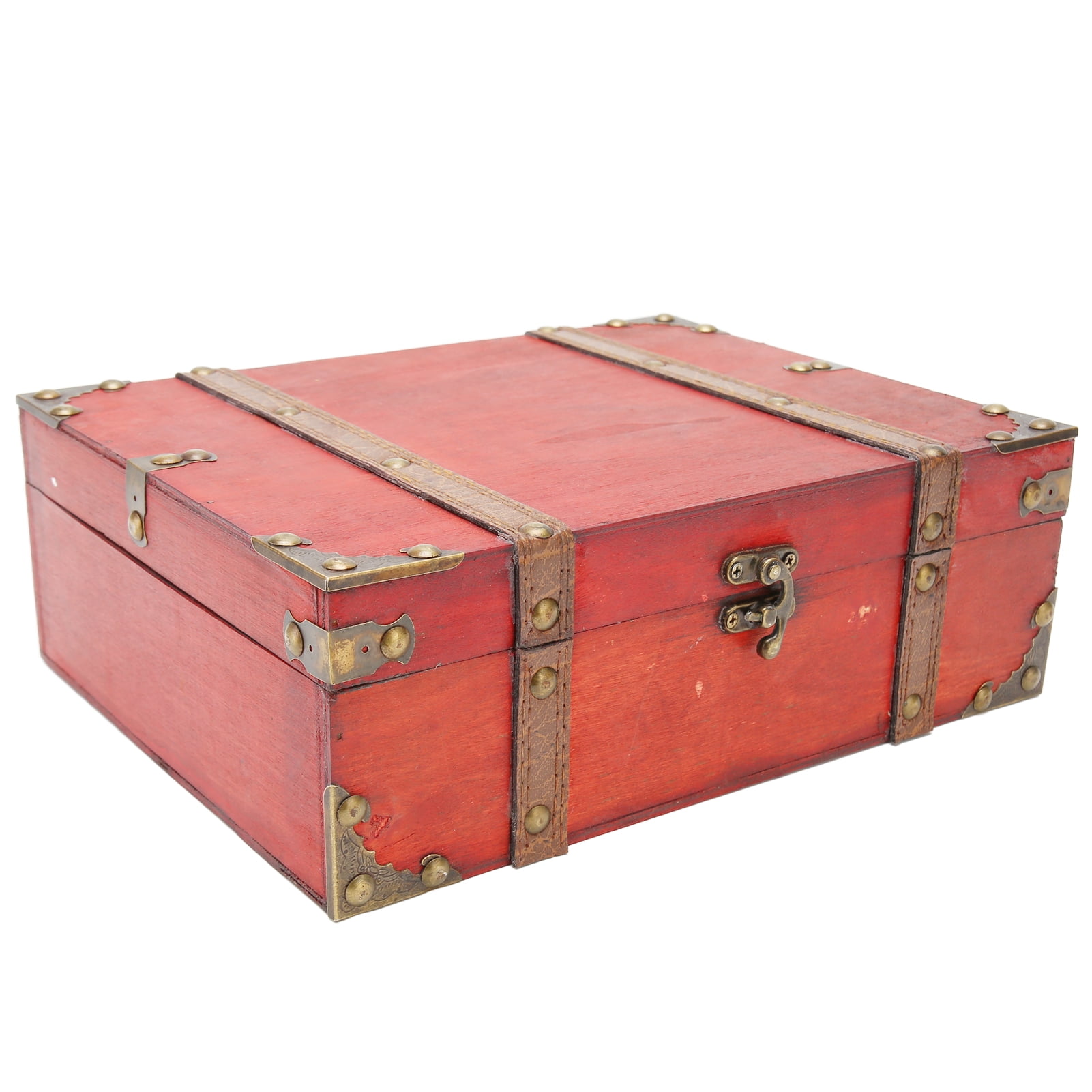 Rectangle Treasure Chest Vintage Large Capacity Reinforced Corners Wood ...