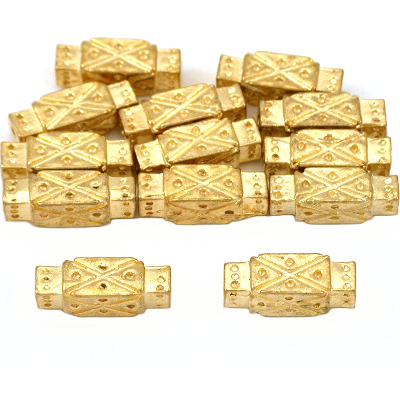 Rectangle Tube Beads Gold Plated Beading 13mm Approx 12 - Walmart ...
