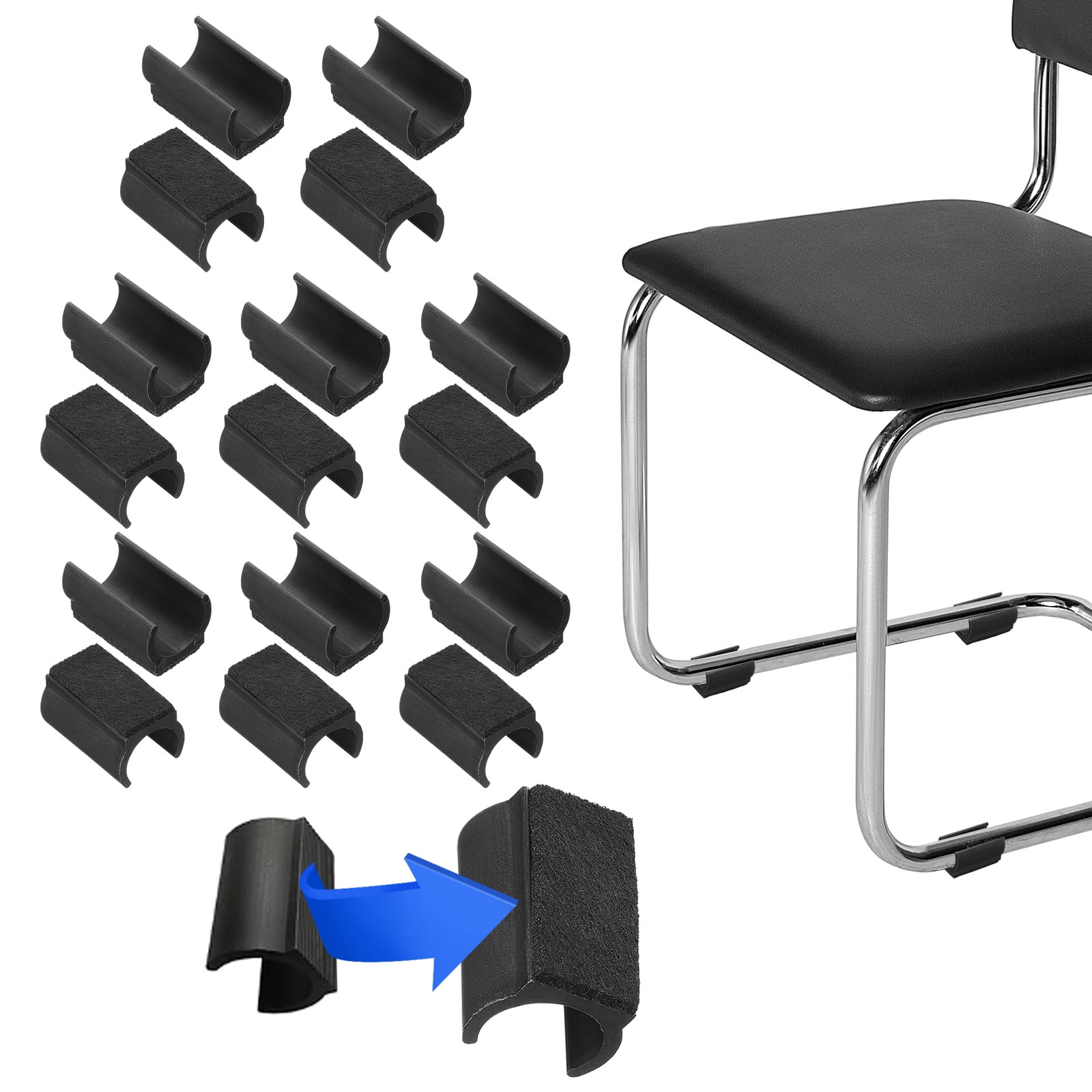 Rectangle U Shaped Chair Leg Tips Cap with Felt Pad, Furniture Feet ...