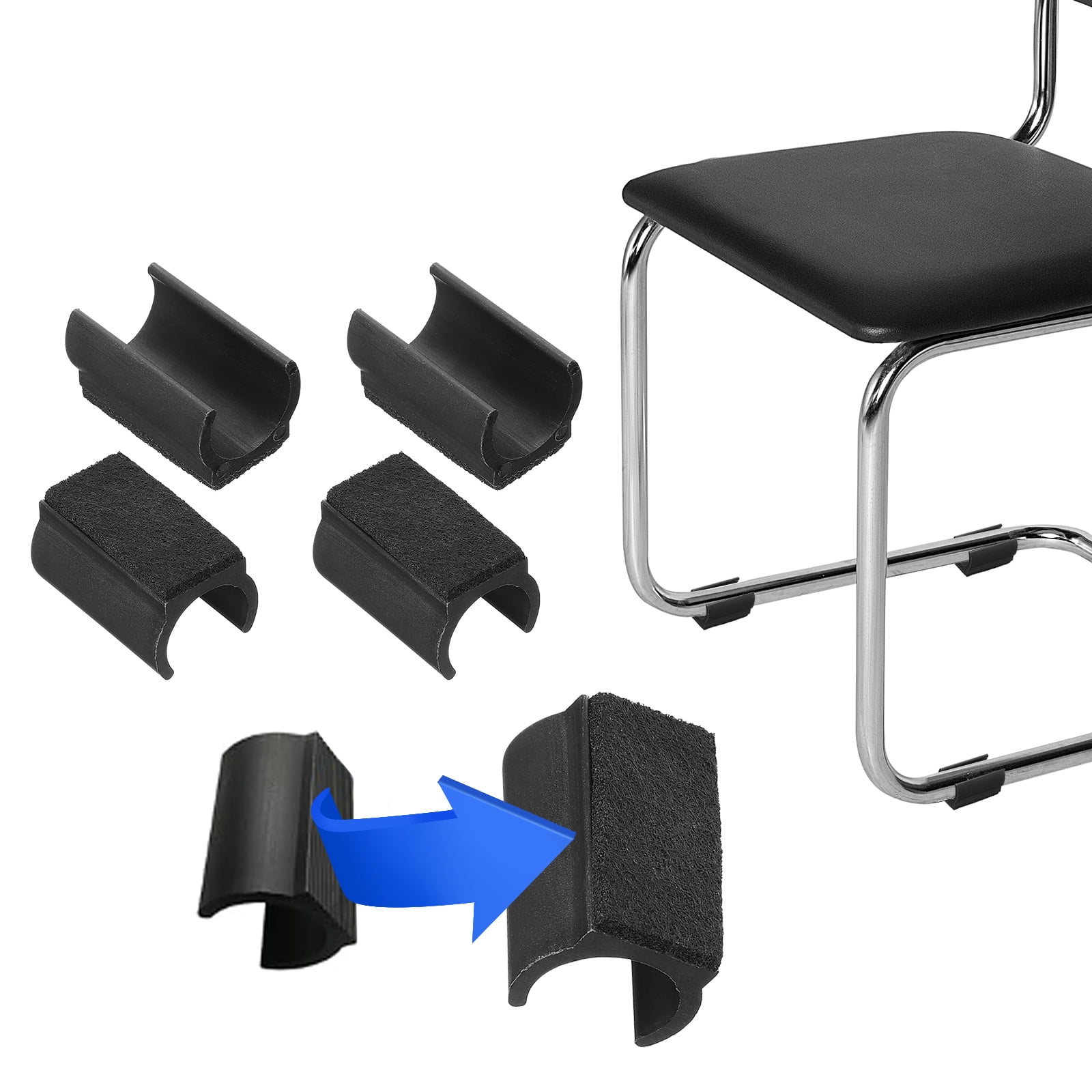 Rectangle U Shaped Chair Leg Tips Cap with Felt Pad, Furniture Feet ...