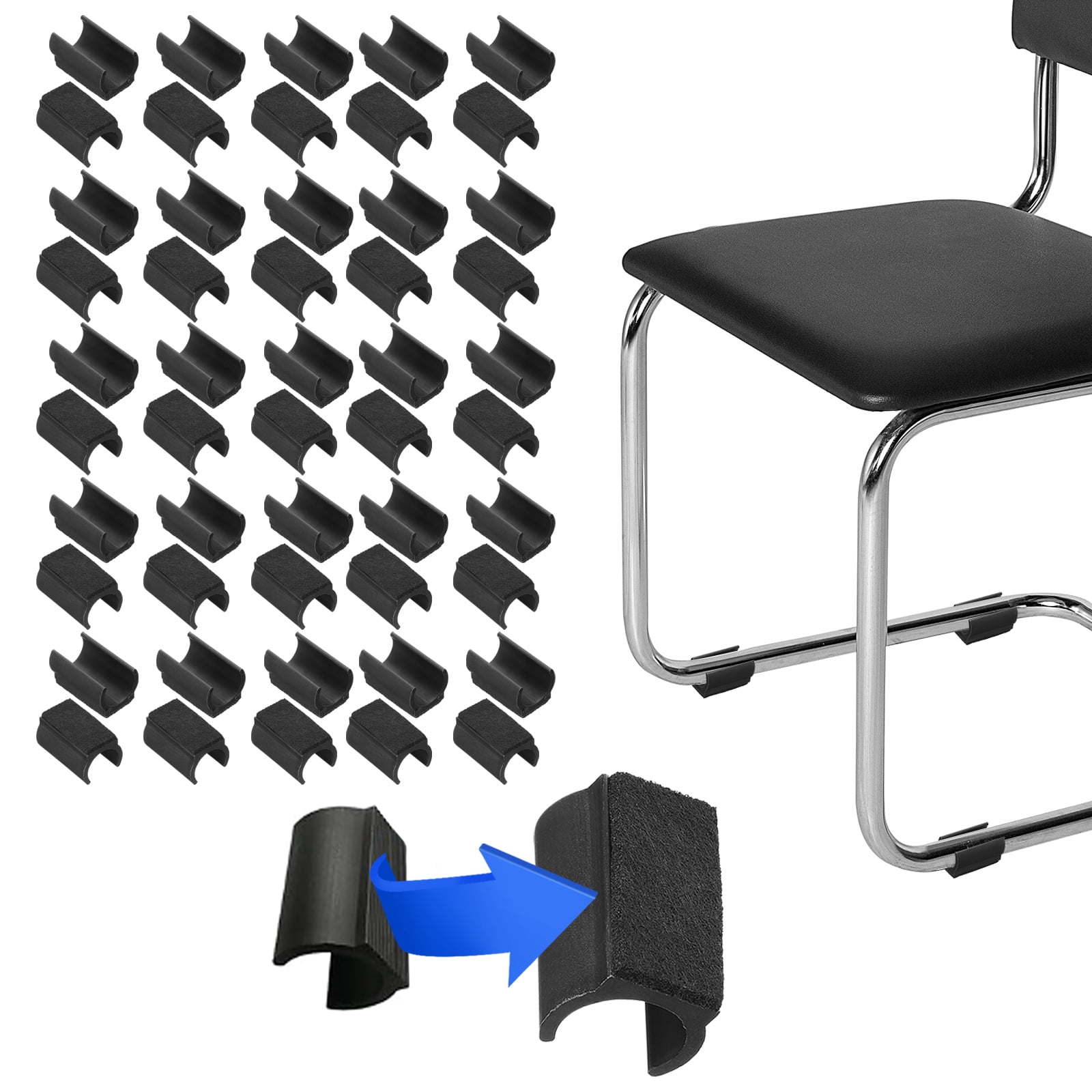 Rectangle U Shaped Chair Leg Tips Cap with Felt Pad, Furniture Feet ...