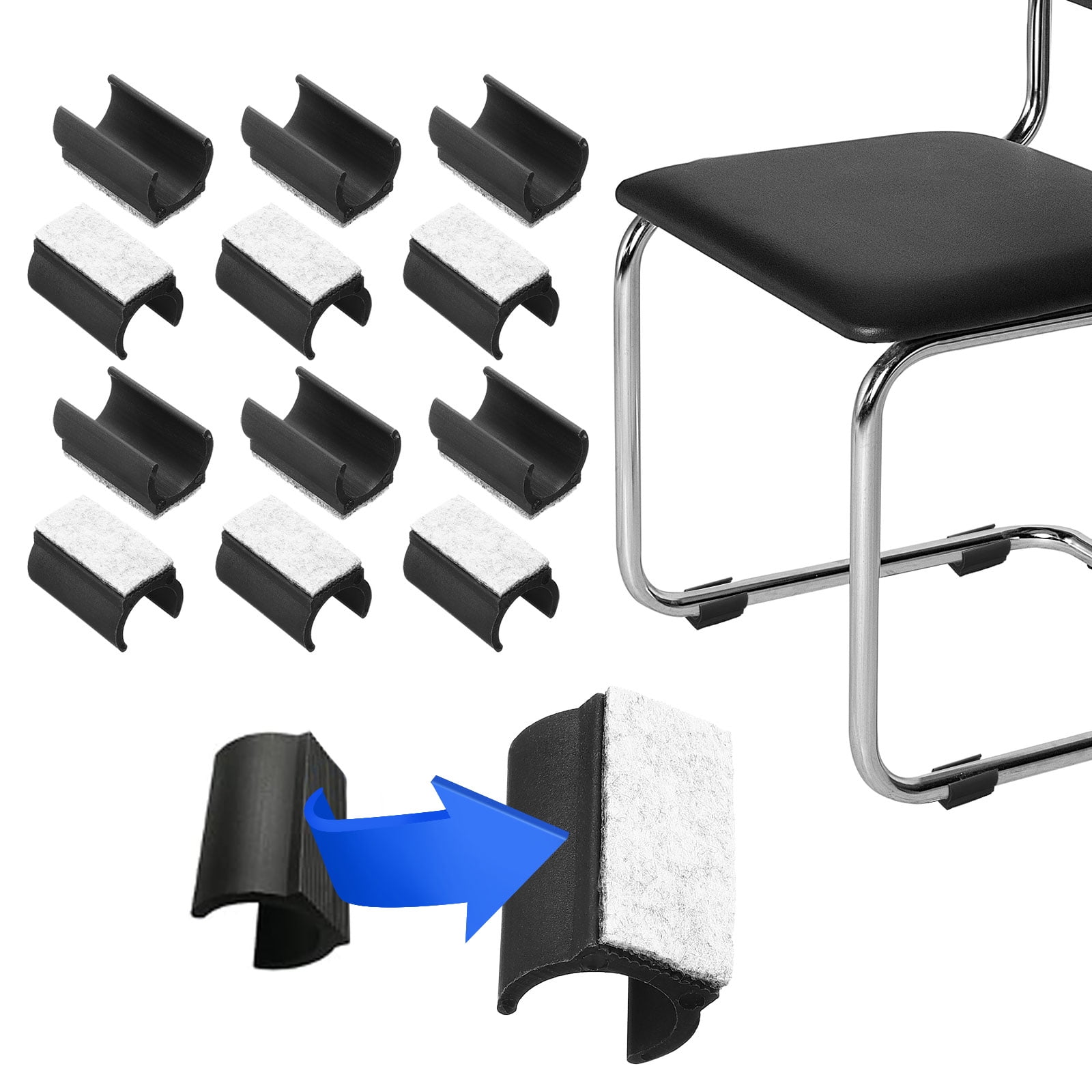 Rectangle U Shaped Chair Leg Tips Cap with Felt Pad, Furniture Feet ...
