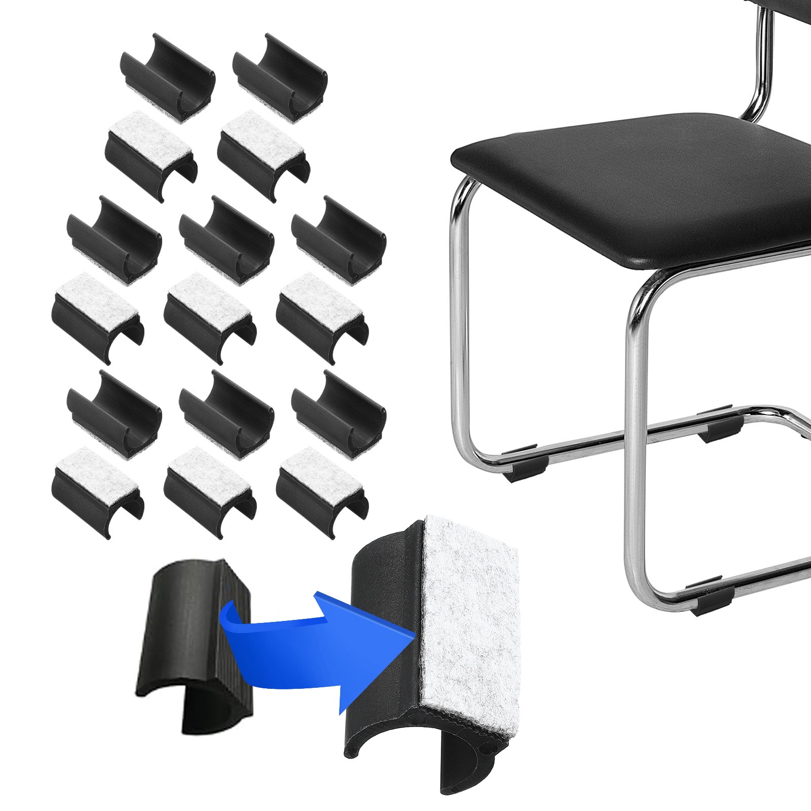 Rectangle U Shaped Chair Leg Tips Cap with Felt Pad, Furniture Feet ...