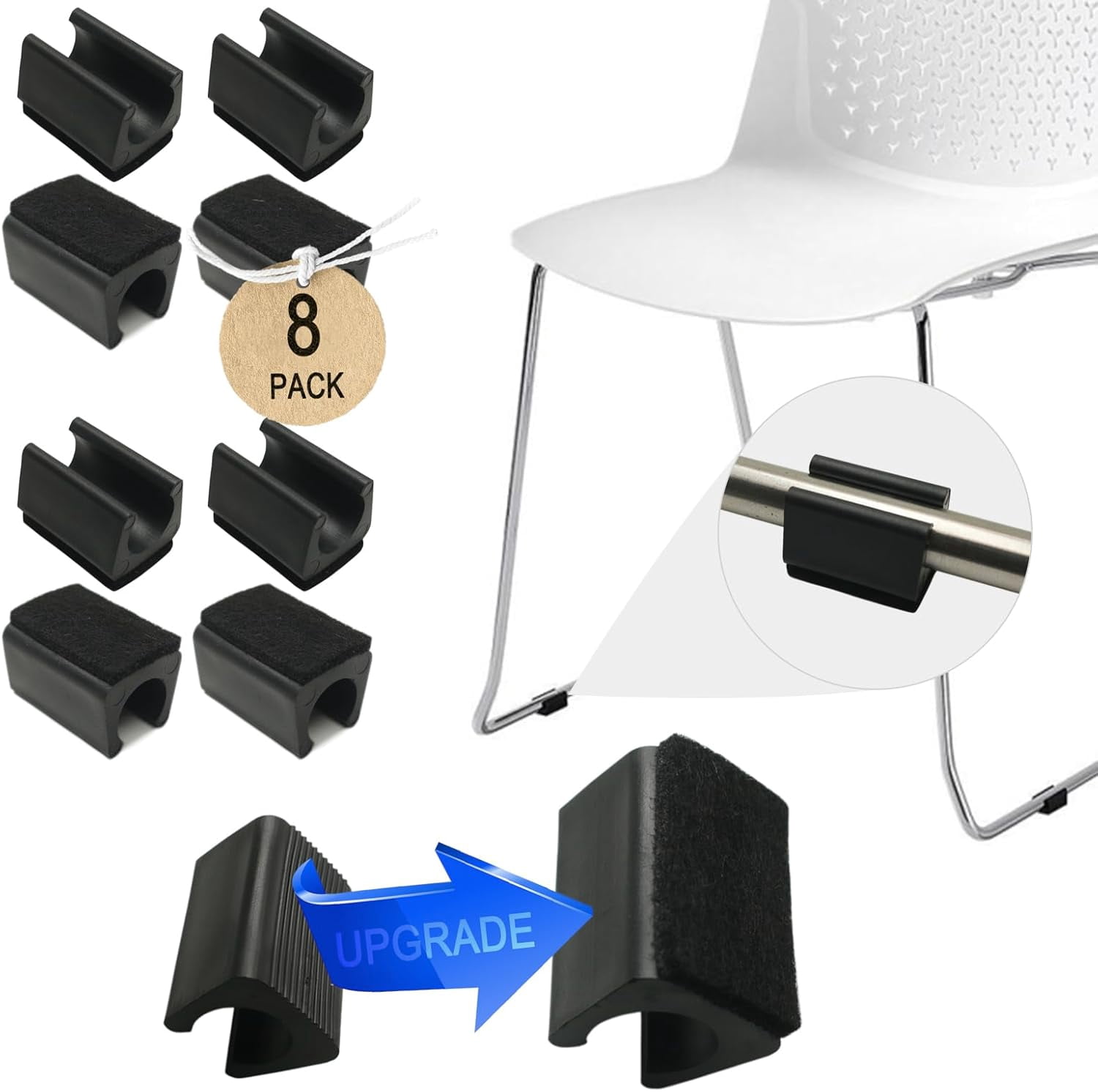 Rectangle U Shaped Chair Tips Cap with Felt Pads,Furniture Protectors ...