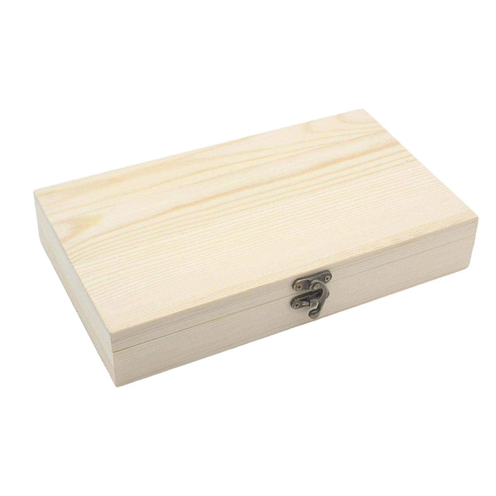 Rectangle Unfinished Natural DIY Craft Boxes with Hinged Lid and Front ...