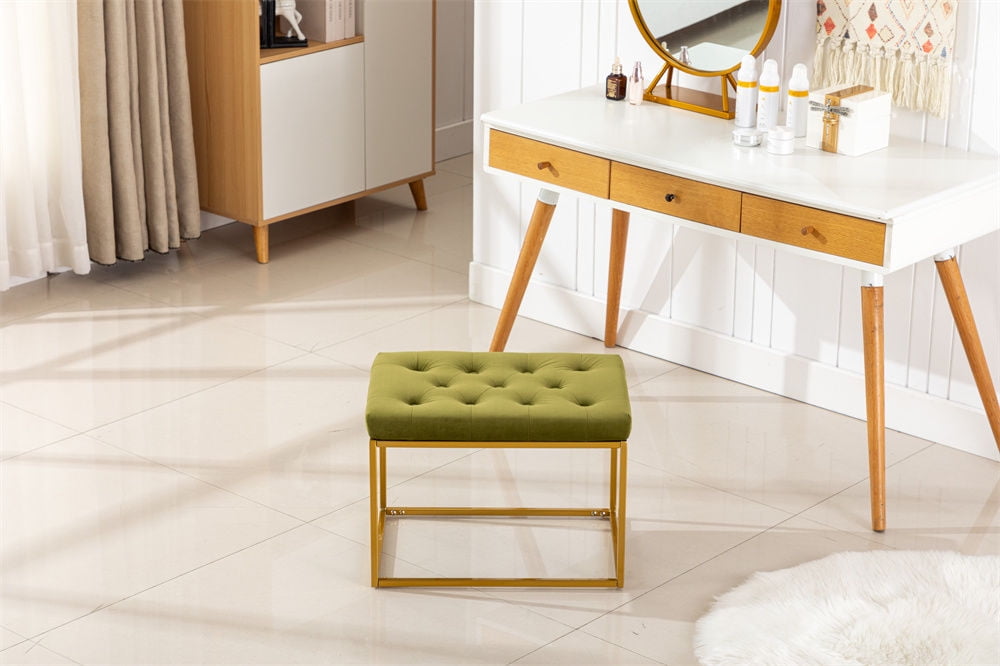 Rectangle Velvet Bench Ottoman, Modern Upholstered Vanity Dressing ...