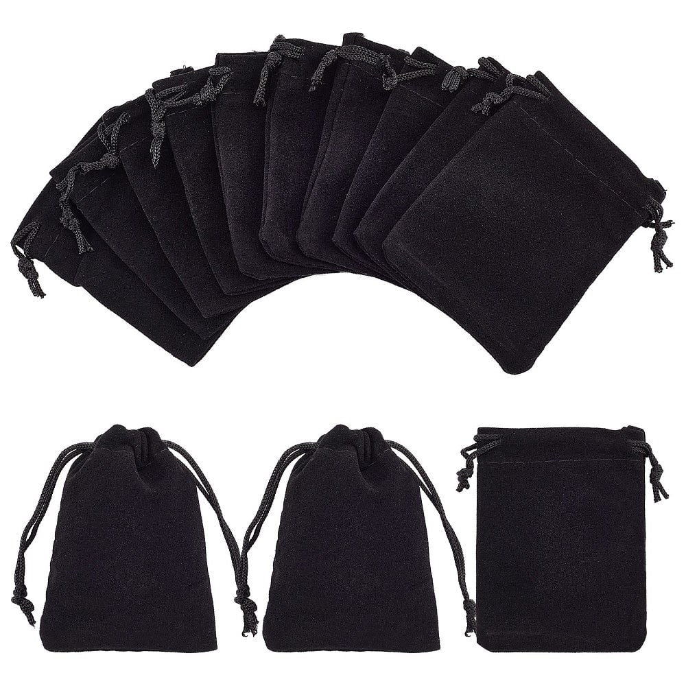 Rectangle Velvet Pouches Candy Gift Bags Black 9x7cm - Walmart.com