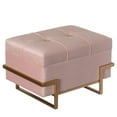 Rectangle Velvet Storage Ottoman Stool Box with Abstract Golden Legs ...
