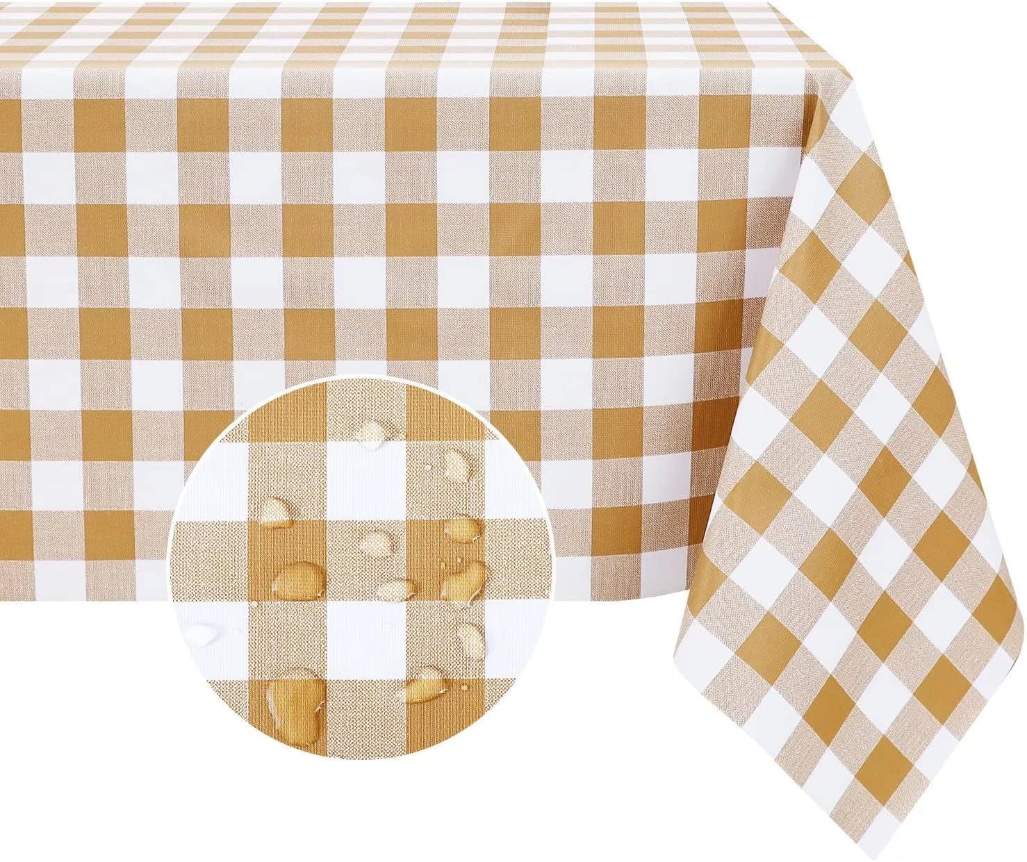 Rectangle Vinyl PVC Tablecloth, 100% Waterproof Buffalo Plaid Plastic ...