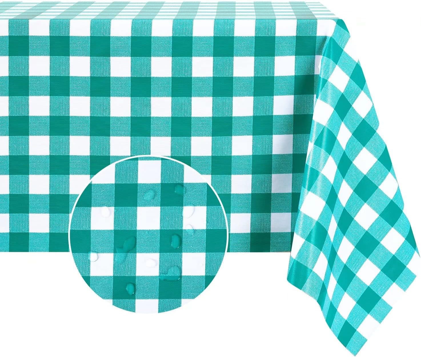 Rectangle Vinyl PVC Tablecloth, 100% Waterproof Buffalo Plaid Plastic ...