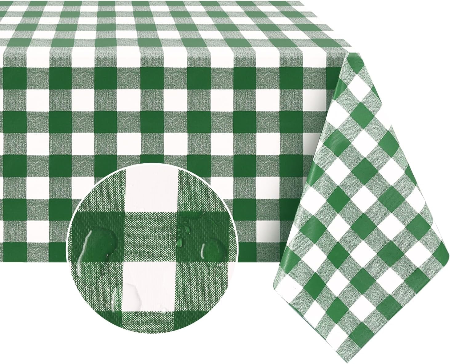 Rectangle Vinyl PVC Tablecloth, 100% Waterproof Buffalo Plaid Plastic ...