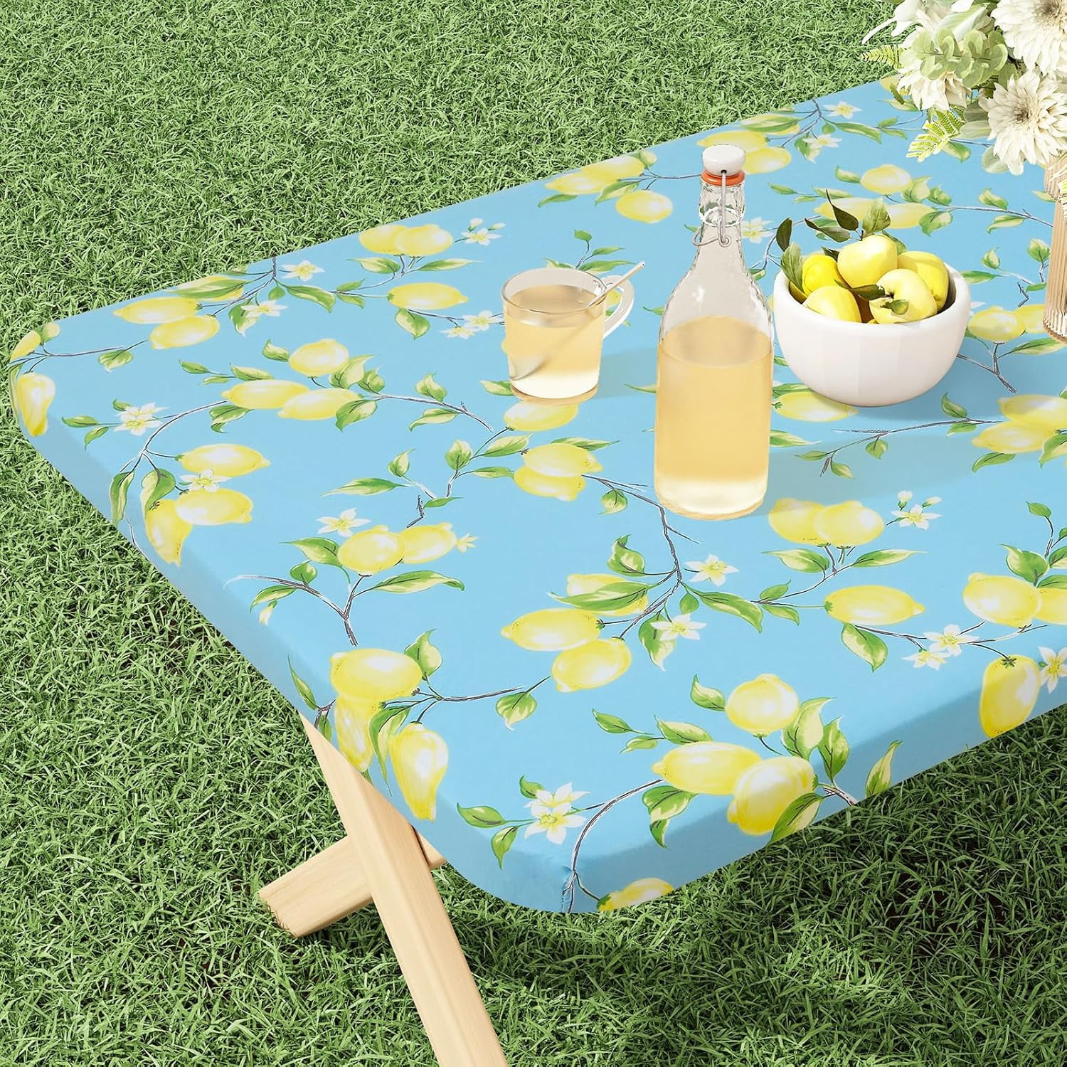 Rectangle Vinyl Tablecloth, Fitted Table Cover, 100% Waterproof ...