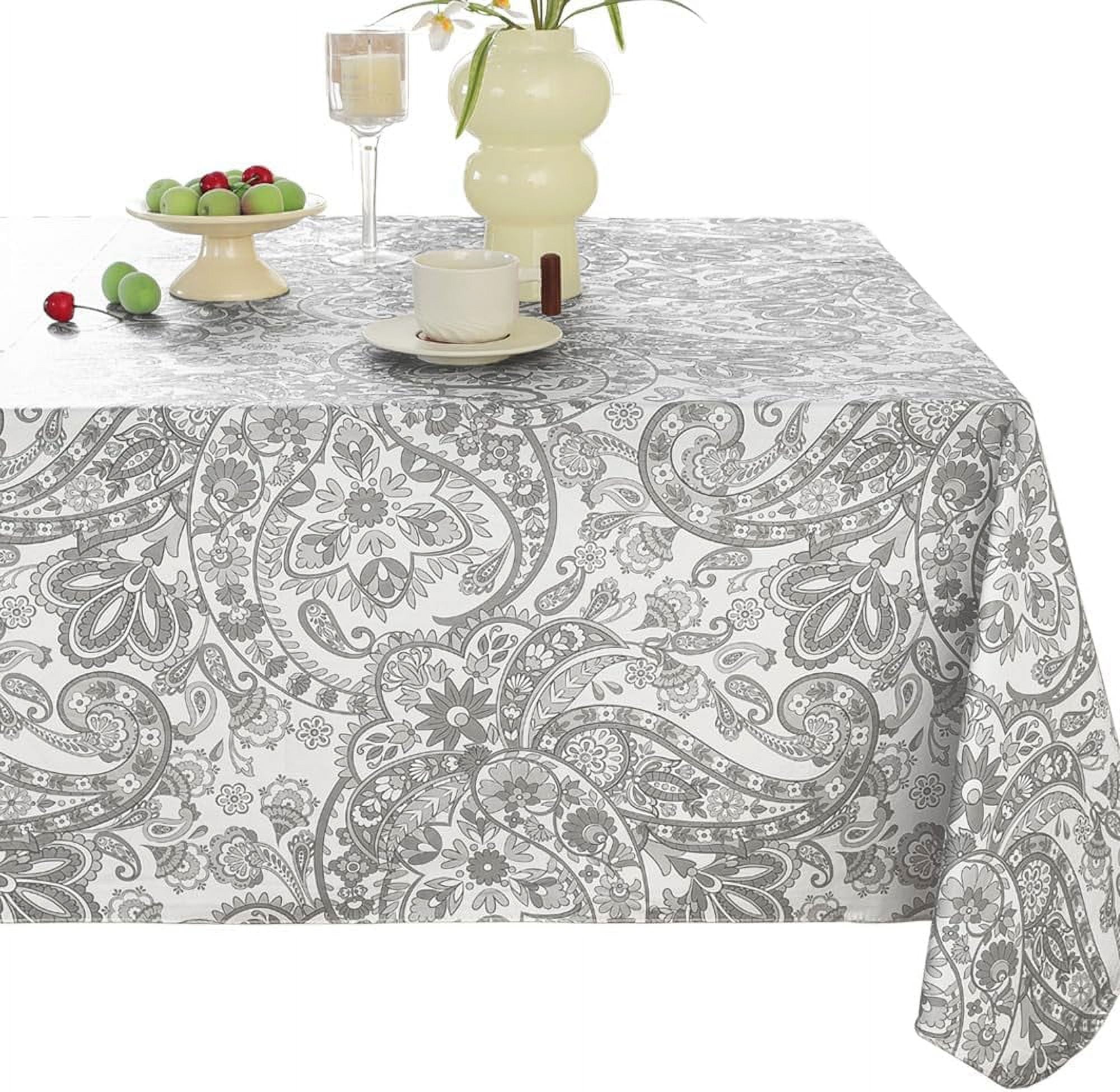 Rectangle Vinyl Tablecloths with Flannel Backing,Oil Proof Water Proof ...