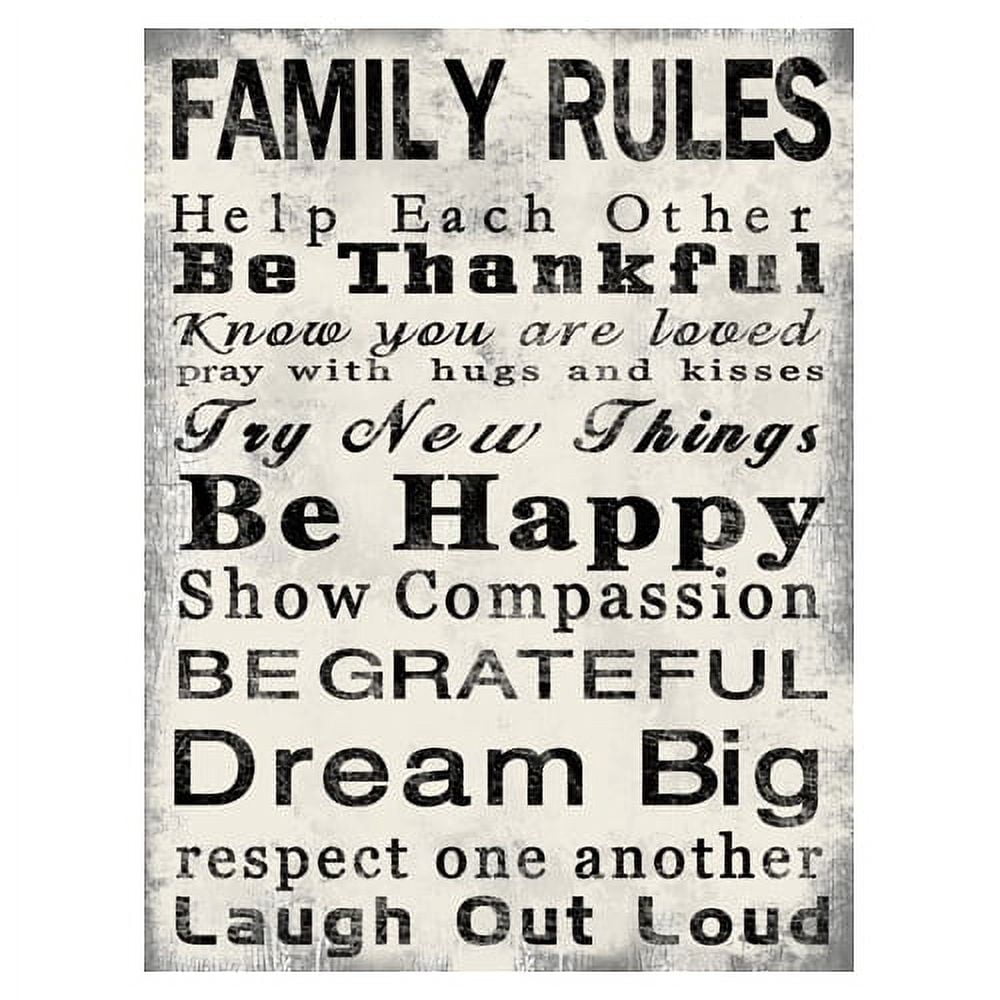 Rectangle Wall Art with Family Quotes Typography, Set of 2, Black and ...