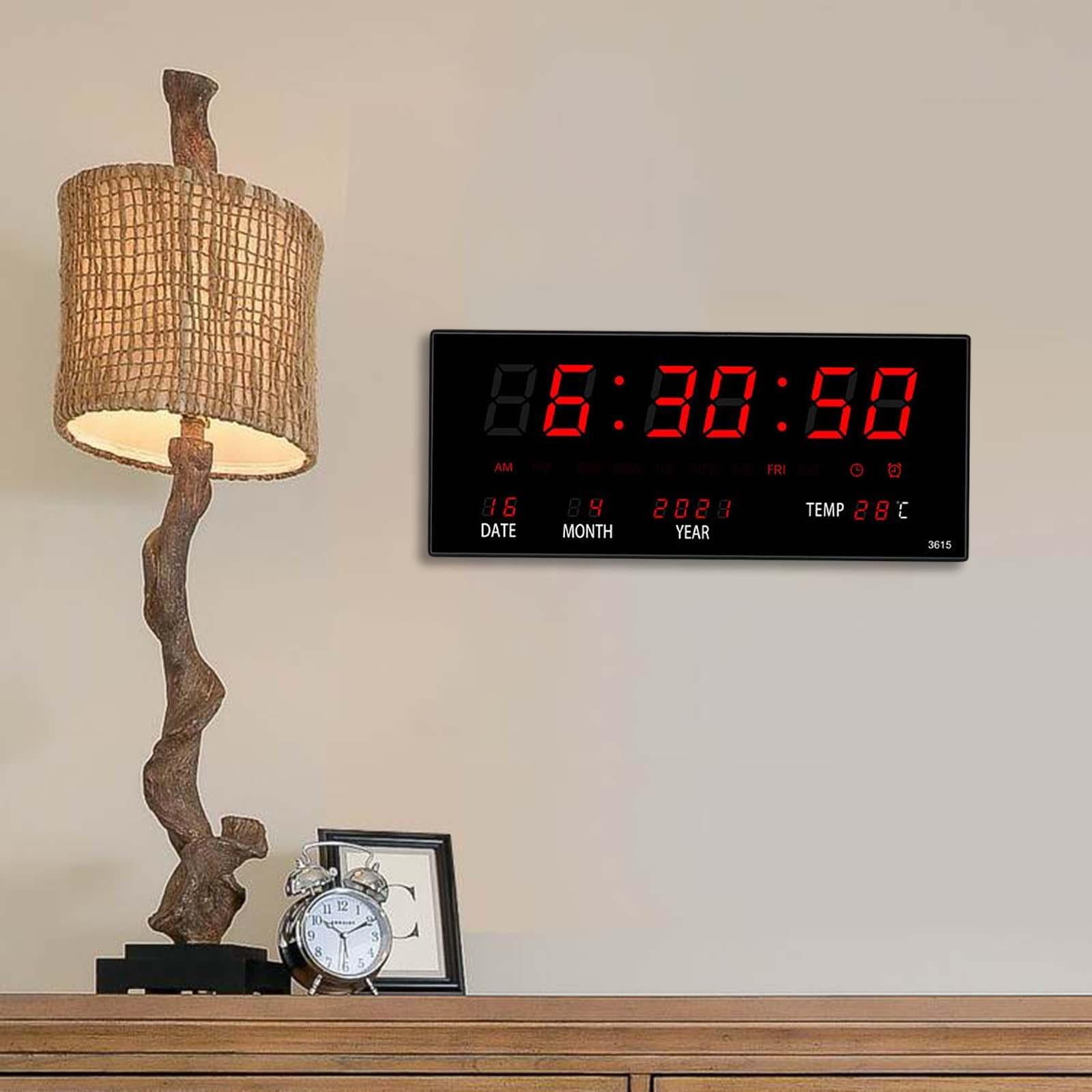 Rectangle Wall Mounted Clock with Date, Calendar, Large LED Display ...