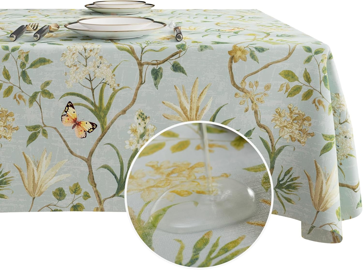 Rectangle Waterproof Tablecloth, Oil and Spill Proof Vinyl Table Cover ...