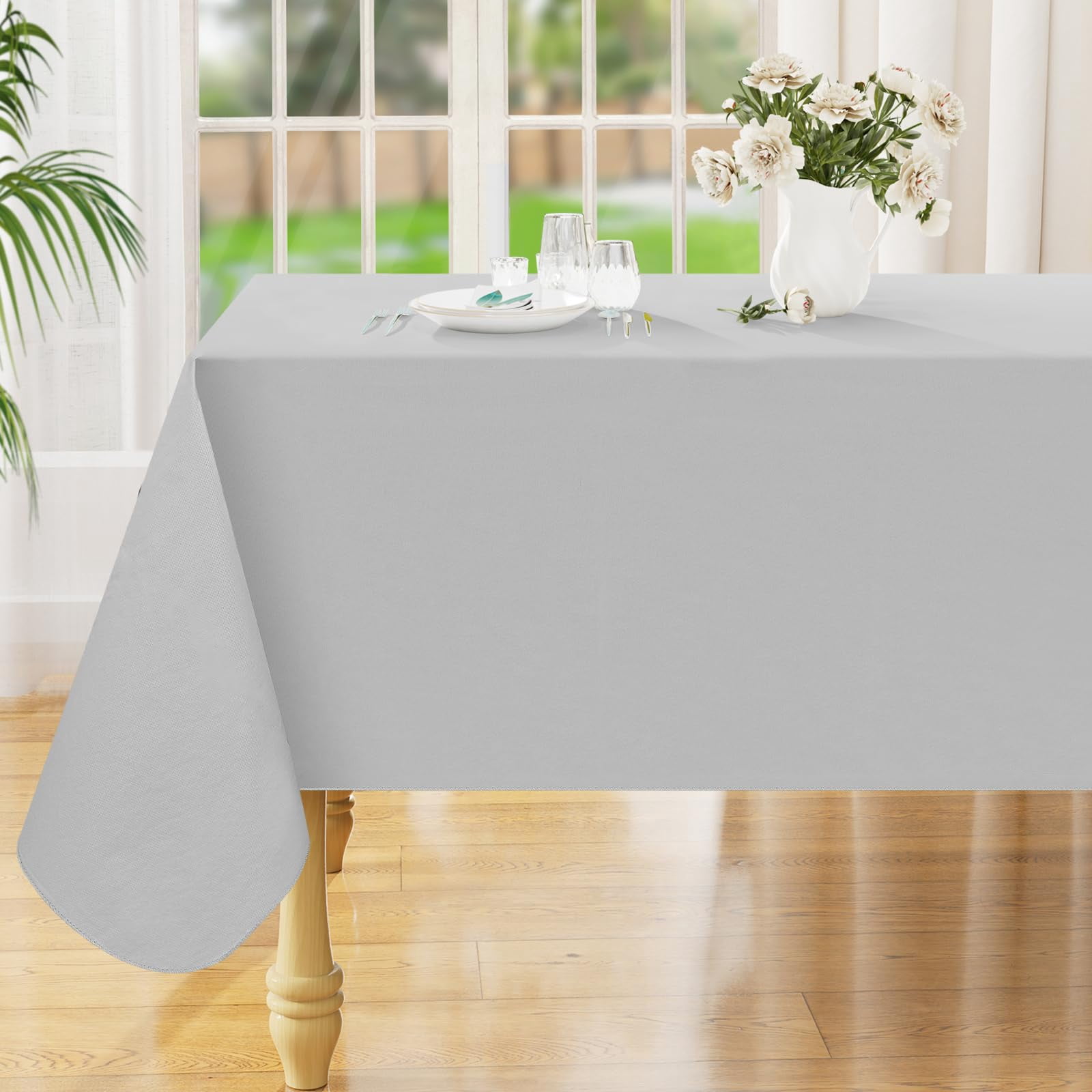 Rectangle Waterproof Vinyl Tablecloth 60x84 Inch, Wipeable Plastic ...