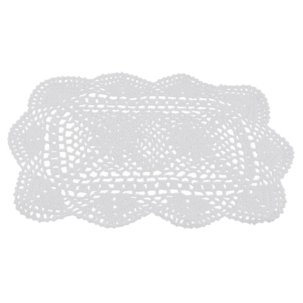 Rectangle White Hand Crochet Doily Doilies Decorative Floral Table Mats ...