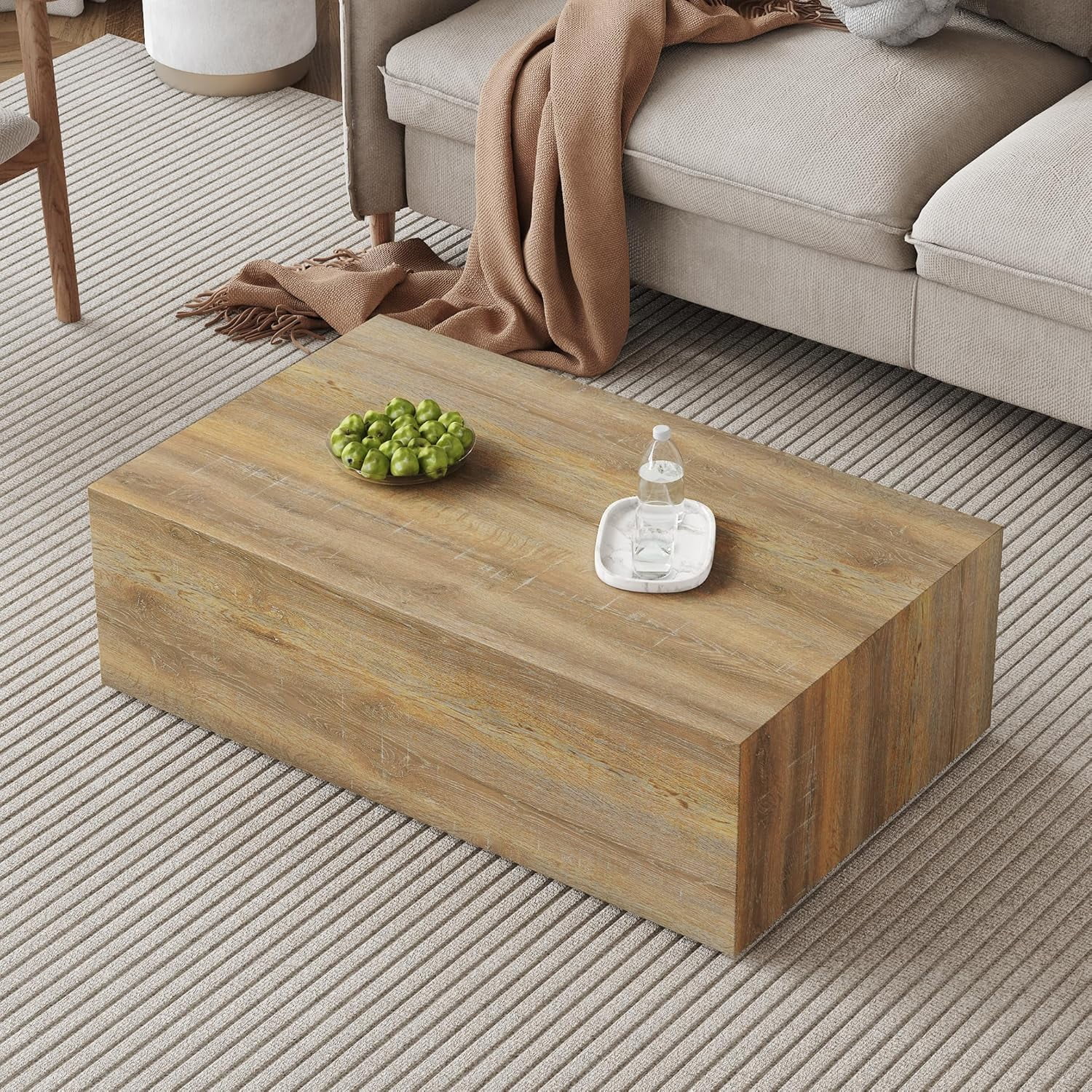 Rectangle Wood Coffee Table for Living Room Modern Wooden Center Table ...