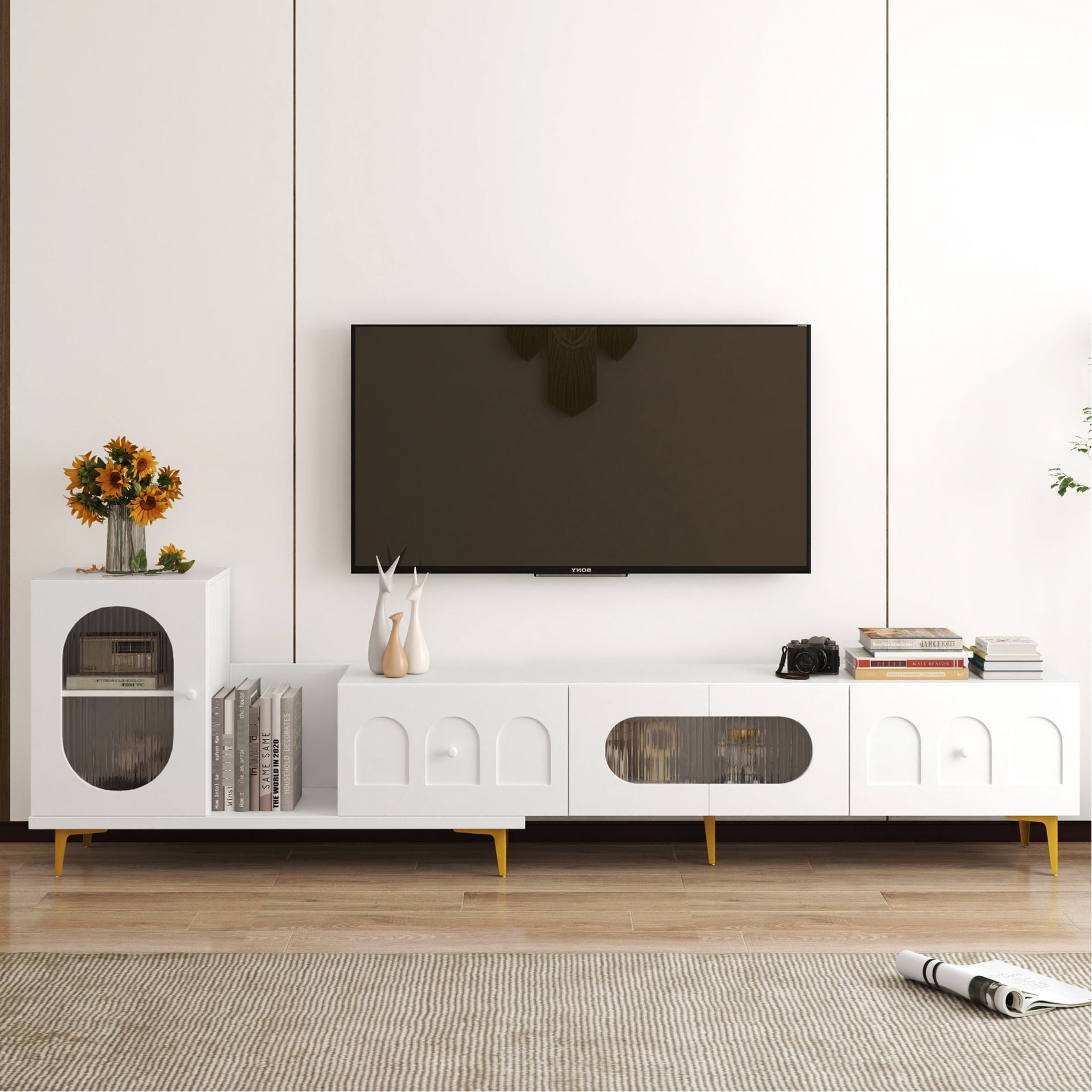 Rectangle Wood Extendable TV Stand | Transforms into Nesting Cabinet ...