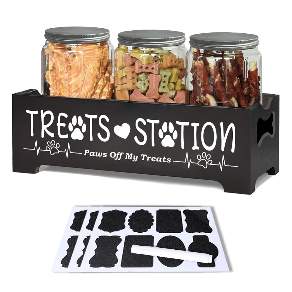 Rectangle Wood Pet Food Container box with Column Plastic Storage ...